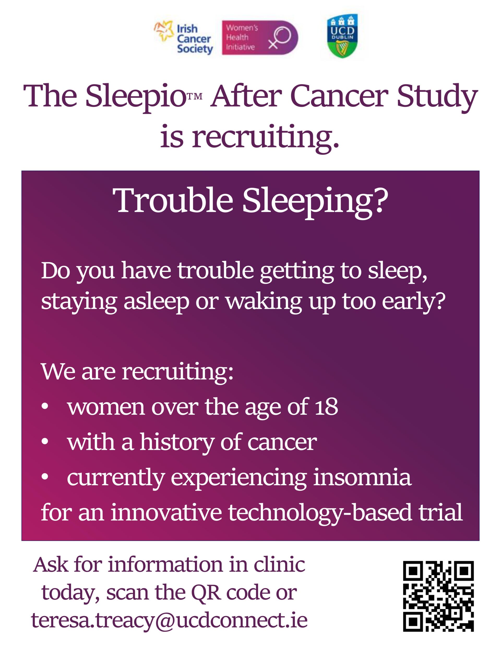 The Sleepio After Cancer Study is recruiting - Hope Cancer Support Centre